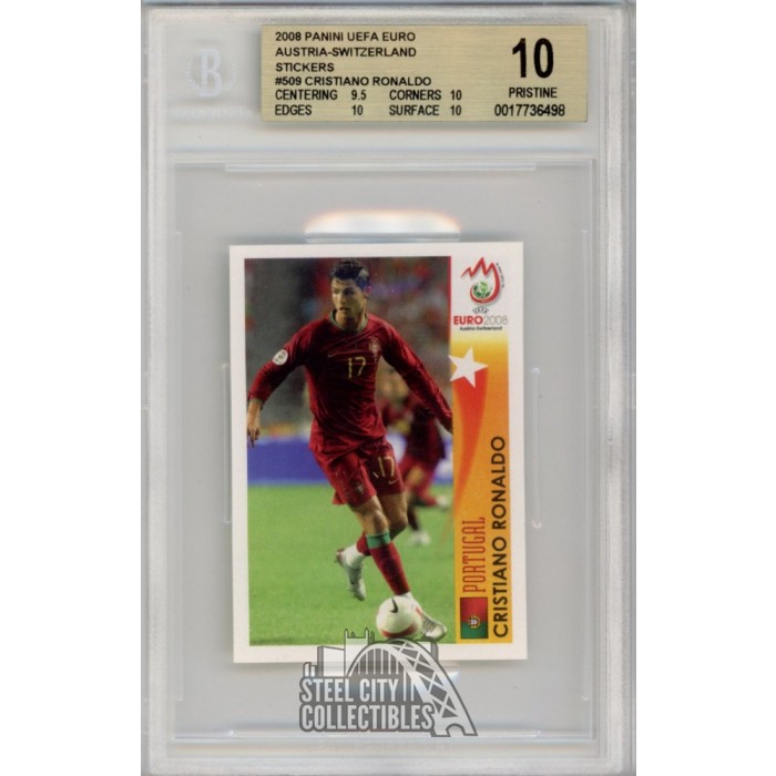 Cristiano Ronaldo 2008 Panini Euro Sticker Card #509 BGS 10 Pristine ...