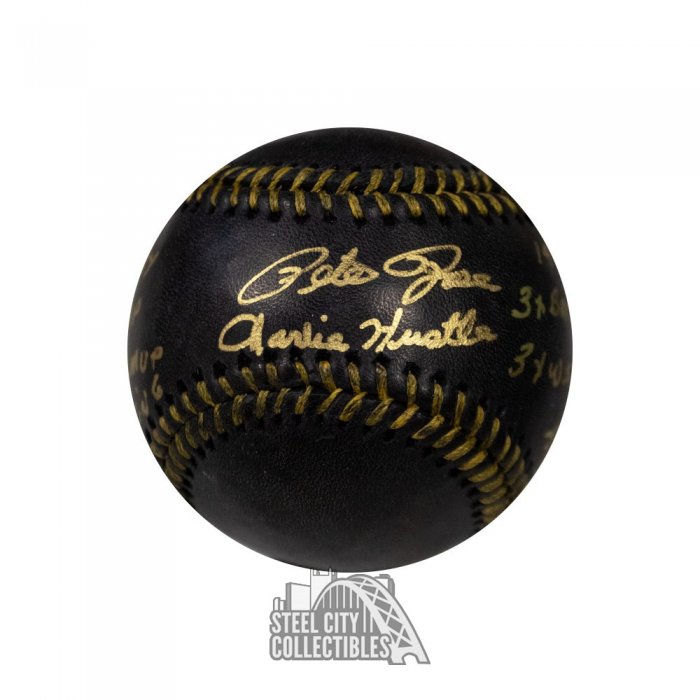 Pete Rose Stats Autographed Black Official MLB Baseball - BAS COA ...