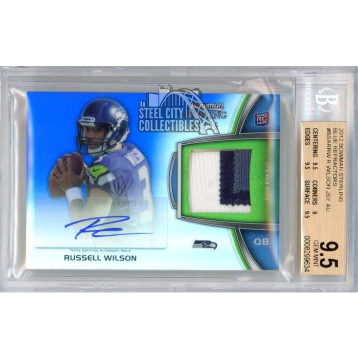 Russell Wilson 2012 Topps Sterling Blue Autograph Rookie Patch Card 54/ ...