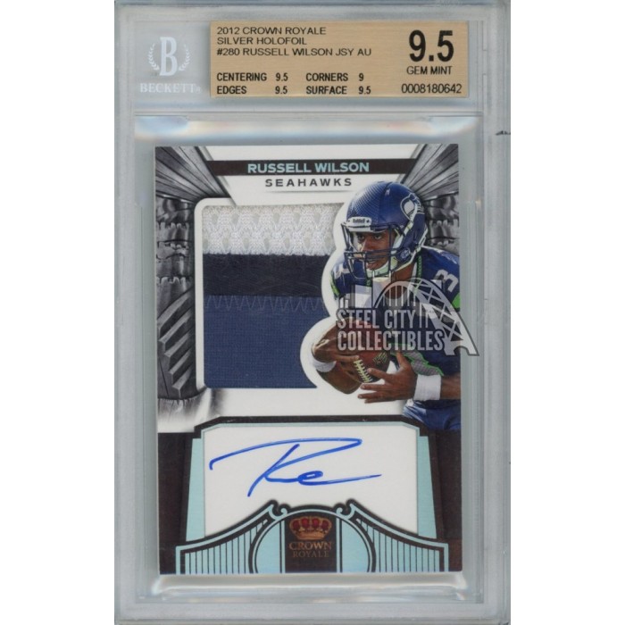 Russell Wilson 2012 Panini Crown Royale Autograph Patch RC Card 034/149 ...