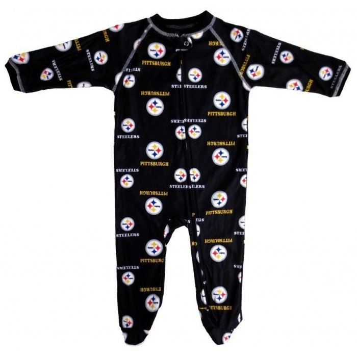 Pittsburgh Steelers NFL Baby Logo Black Footed Pajama One-Piece Sleeper ...