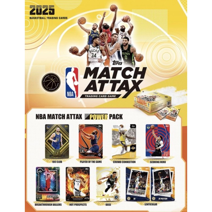 2025-26 Topps Match Attax NBA Basketball Power Pack 48-Box Case | Steel ...
