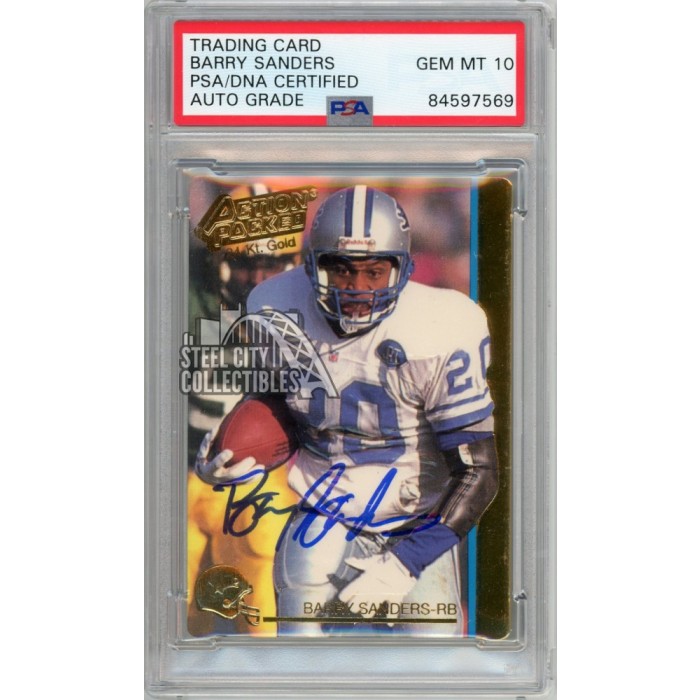 Barry Sanders 1992 Action Packed Gold Autograph Football Card #43G PSA ...