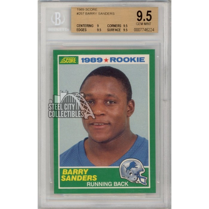 Barry Sanders 1989 Score Football Rookie Card RC #257 BGS 9.5 Gem Mint ...