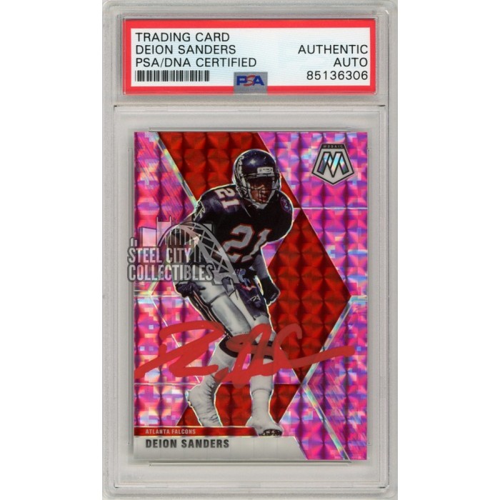 Deion Sanders 2020 Panini Mosaic Pink Autograph Card #18 PSA/DNA (Red ...
