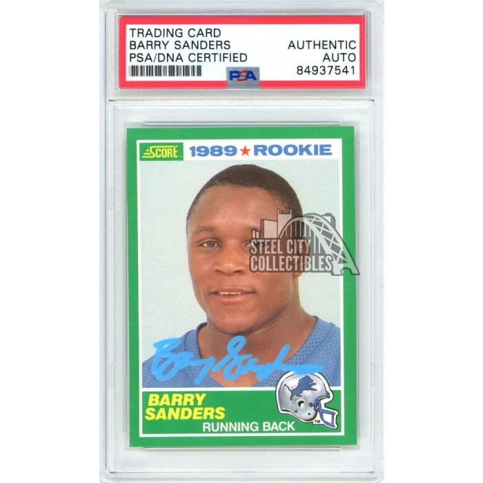 Barry Sanders 1989 Score Autograph Rookie Card #257 PSA/DNA (Light Blue ...