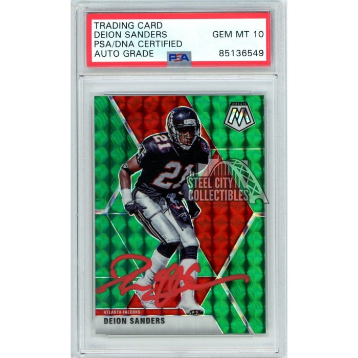 Deion Sanders 2020 Panini Mosaic Green Autograph Card #18 PSA/DNA 10 ...