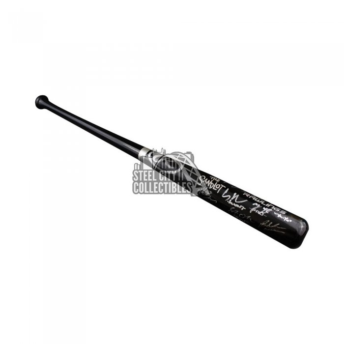 The Sandlot Cast Autographed Rawlings Black Baseball Bat - BAS COA (6 ...