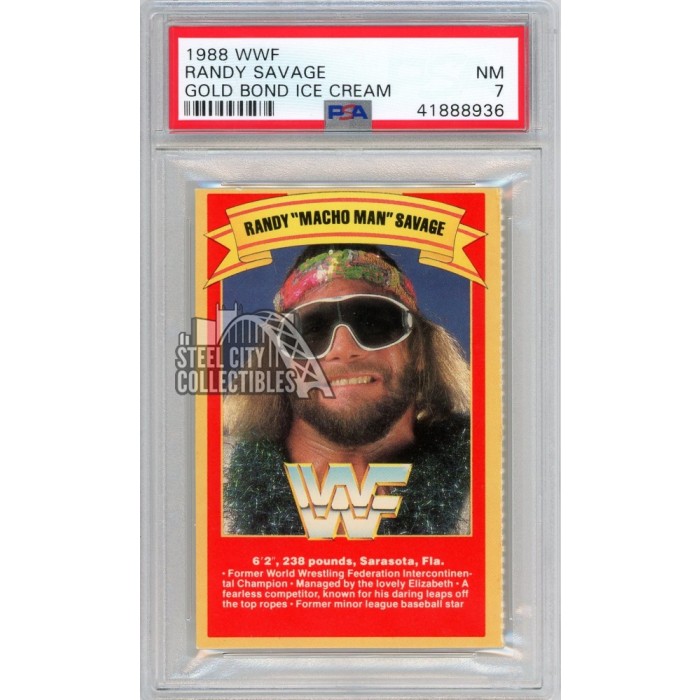 Randy "Macho Man" Savage 1988 WWF Gold Bond Ice Cream Card PSA 7 ...