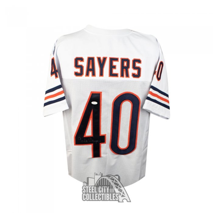 Gale Sayers Autographed Chicago Bears Custom White Football Jersey ...