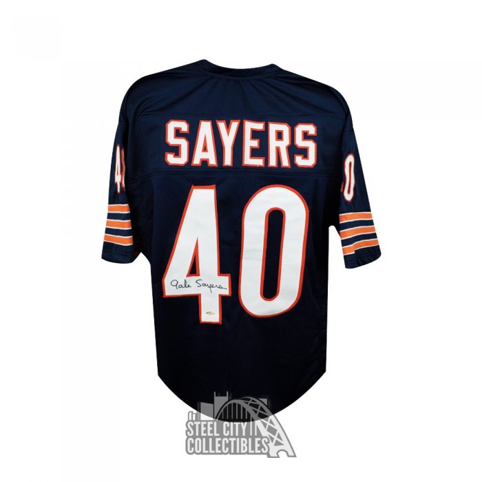 Gale Sayers Autographed Chicago Custom Navy Football Jersey - Leaf COA ...