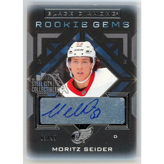 Moritz Seider 2021-22 Upper Deck Black Diamond Autograph Rookie Gems Card 03/99 | Steel City ...