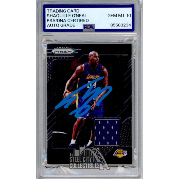 Shaquille O'Neal 2018-19 Panini Prizm Autograph Jersey Card #49 PSA/DNA ...