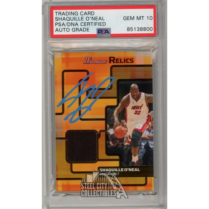 Shaquille O'Neal 2007-08 Bowman Autograph Jersey Card #BR-SO PSA/DNA 10 ...