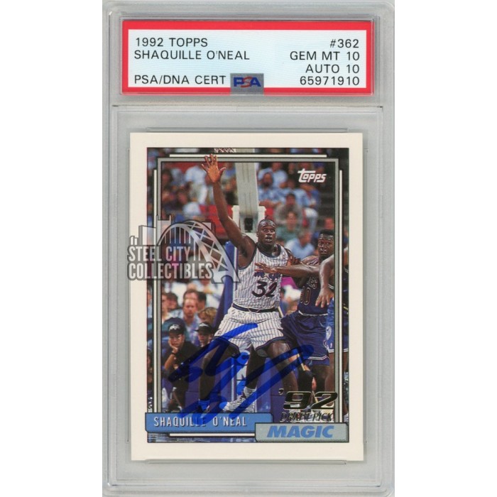 Shaquille O'Neal 1992-93 Topps Autograph Rookie Card #362 PSA 10 PSA ...