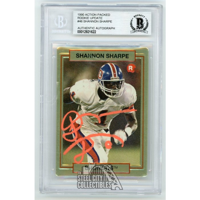 Shannon Sharpe 1990 Action Packed Rookie Update Auto Card #46 - BAS ...