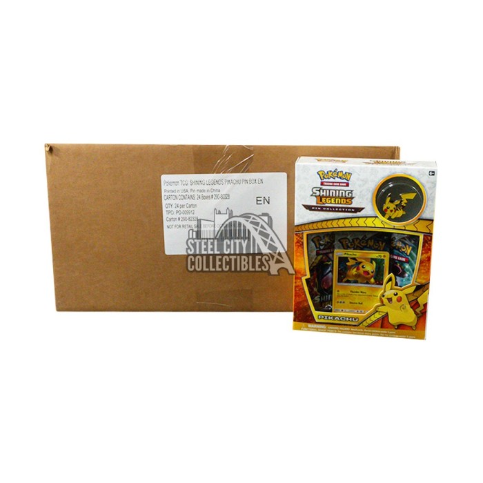 Pokemon Shining Legends Pikachu Pin Collection 24-Box Case | Steel City ...