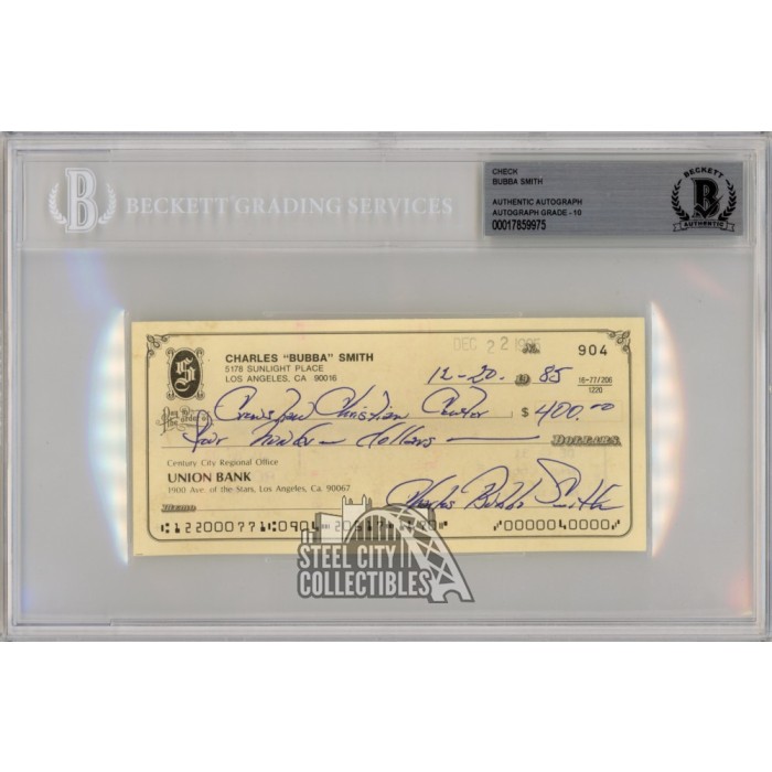 Bubba Smith "Moses Hightower" Autographed Check BAS 10 | Steel City Collectibles