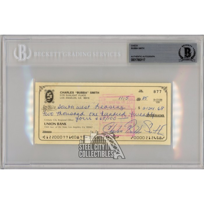 Bubba Smith "Moses Hightower" Autographed Check BAS | Steel City Collectibles