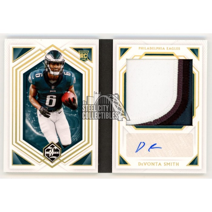 DeVonta Smith 2021 Panini Limited Autograph Rookie Booklet Patch Card ...