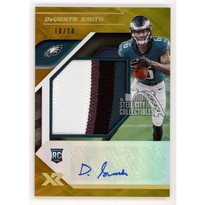 DeVonta Smith 2021 Panini XR Gold Autograph Rookie Patch Card #RXA-DVS ...