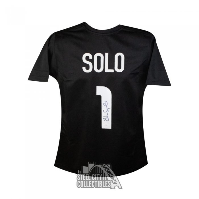 Hope Solo Autographed Team USA Black Soccer Jersey - JSA COA | Steel ...