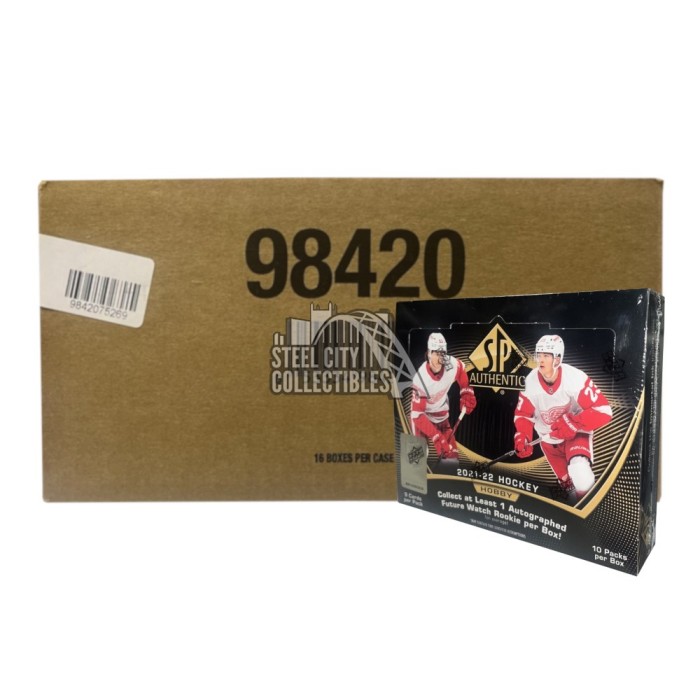 2021-22 Upper Deck SP Authentic Hockey Hobby 16-Box Case | Steel City Collectibles