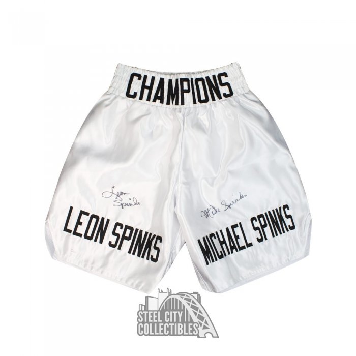 Leon Spinks Michael Spinks Autographed White Boxing Trunks - JSA COA ...
