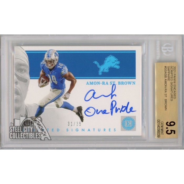 Amon-Ra St Brown 2021 Panini Encased Scripted Autograph Rookie Card 31/ ...