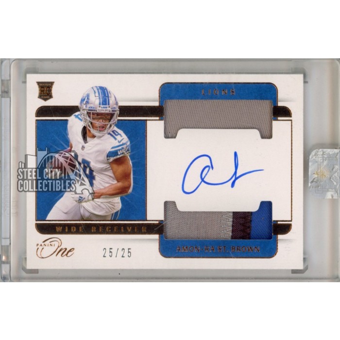 Amon-Ra St Brown 2021 Panini One Autograph Rookie Patch Card #48 25/25 ...