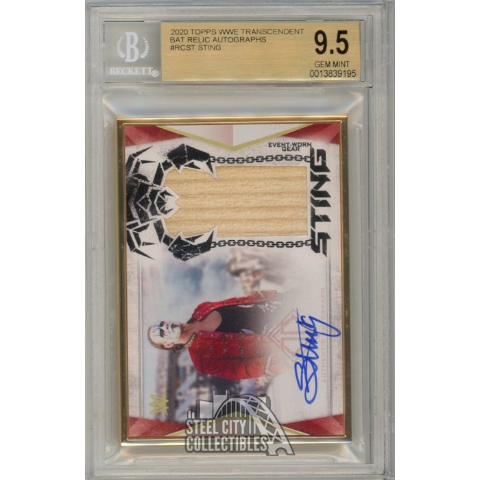 Sting 2020 Topps Transcendent WWE Bat Relic Autograph Card RC-ST BGS 9. ...