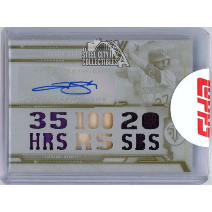 Trevor Story 2020 Triple Threads Autograph Patch Printing Plate Card ...