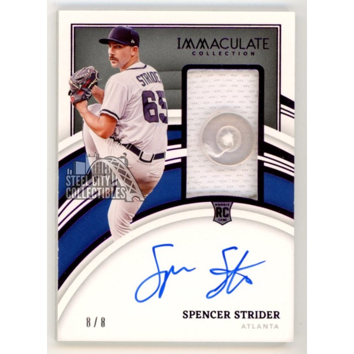 Spencer Strider 2022 Panini Immaculate Autograph Button Patch Rookie ...