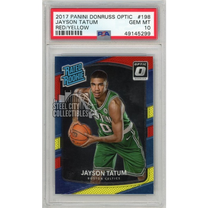 Jayson Tatum 2017-18 Panini Optic Red Yellow Rookie Card #198 PSA 10 ...