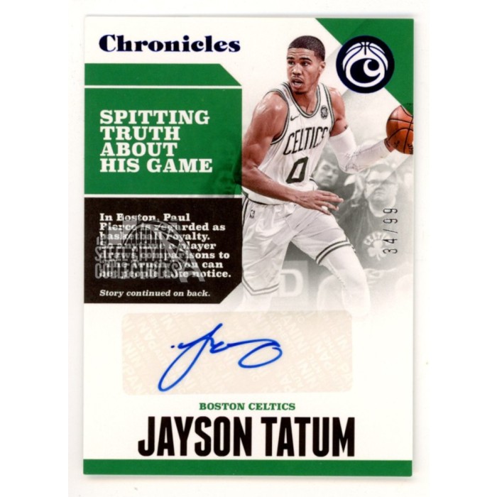 Jayson Tatum 2017-18 Panini Chronicles Blue Autograph Rookie Card 34/99 ...