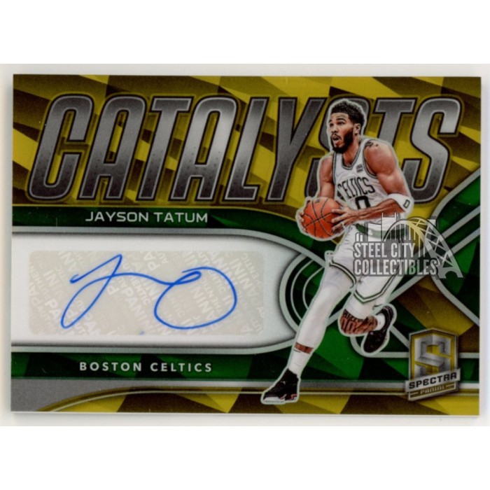 Jayson Tatum 2021-22 Panini Spectra Catalysts Gold Autograph Card 01/10 ...