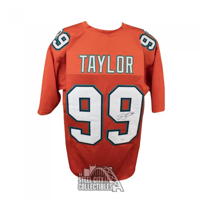 Jason Taylor Autographed Miami Custom Orange Football Jersey - JSA COA ...
