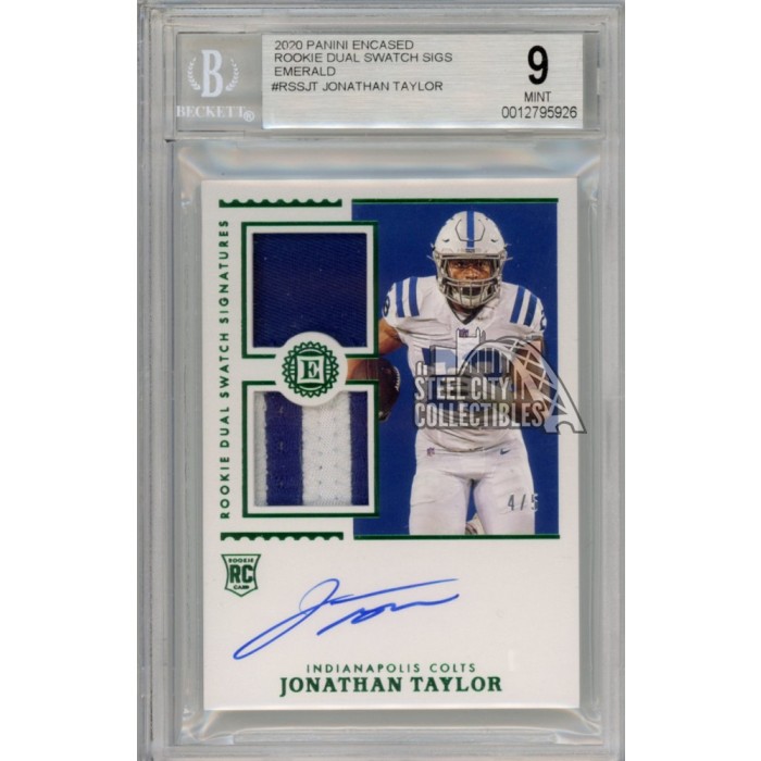 Jonathan Taylor 2020 Panini Encased Emerald Dual Patch Autograph Rookie ...
