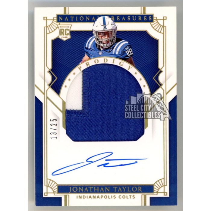 Jonathan Taylor 2020 National Treasures Autograph Rookie Patch Card # ...