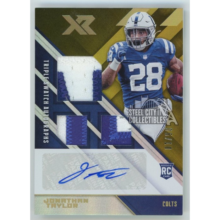 Jonathan Taylor 2020 Panini XR Gold Rookie Patch Autograph RPA Card 05/ ...