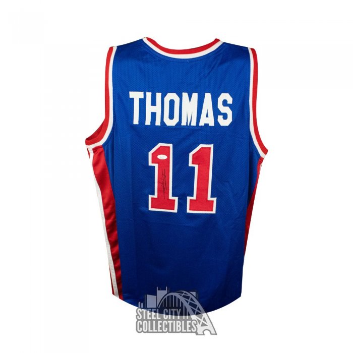 Isiah Thomas Autographed Detroit Custom Blue Basketball Jersey - JSA ...