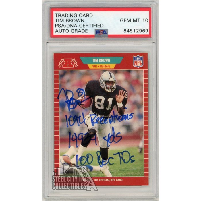 Tim Brown 1989 Pro Set Triple Inscription Stats Autographed Card #183 ...