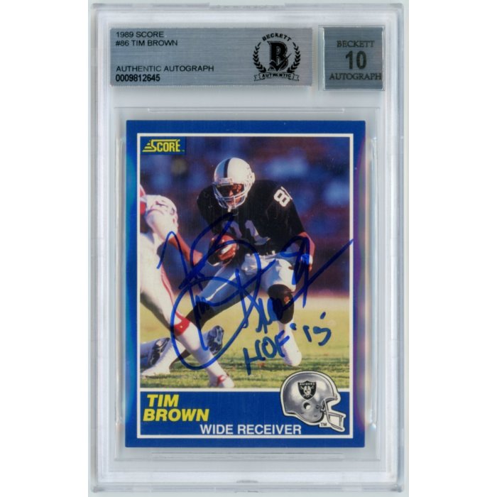 Tim Brown 1989 Score Football HOF Autograph Auto Rookie Card #86 - BAS ...