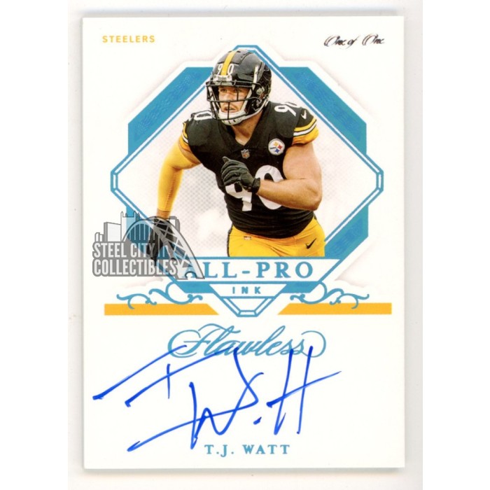 TJ Watt 2021 Panini Flawless All Pro Ink Autograph Platinum Card 1/1 ...