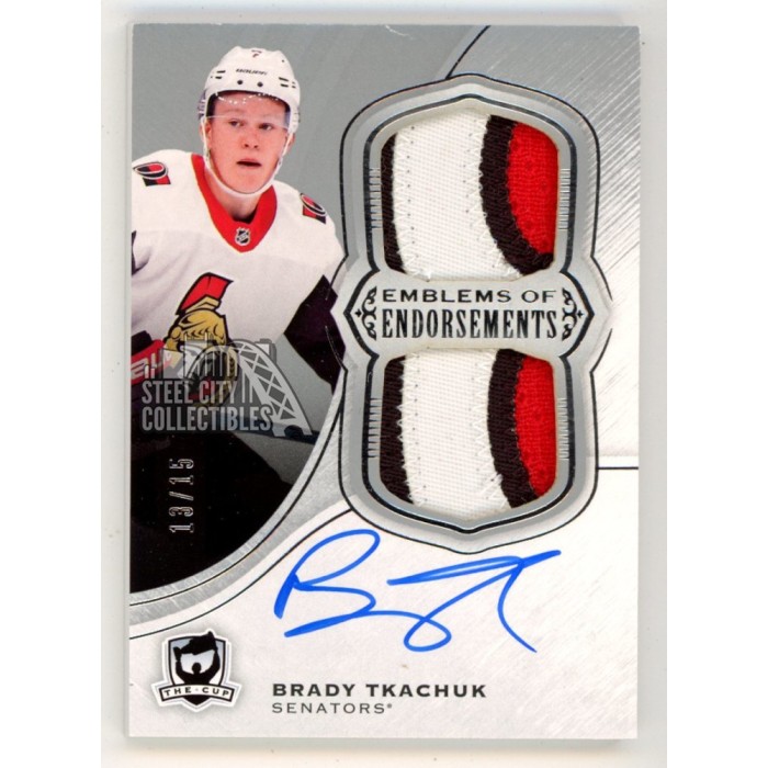 Brady Tkachuk 2018-19 Upper Deck The Cup Emblems Autograph Patch Rookie ...