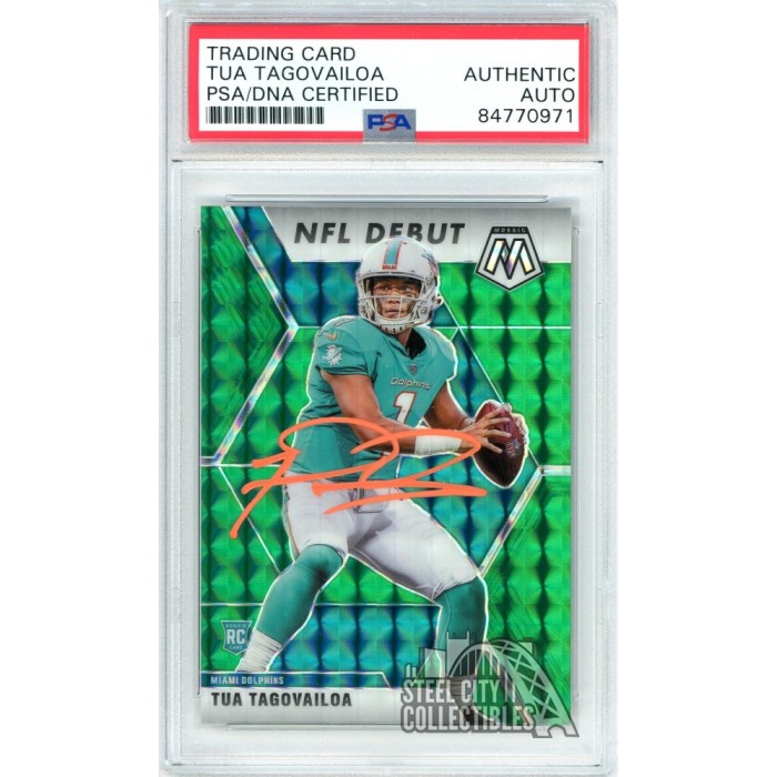 Tua Tagovailoa 2020 Panini Mosaic Green Debut Autograph Rookie Card ...