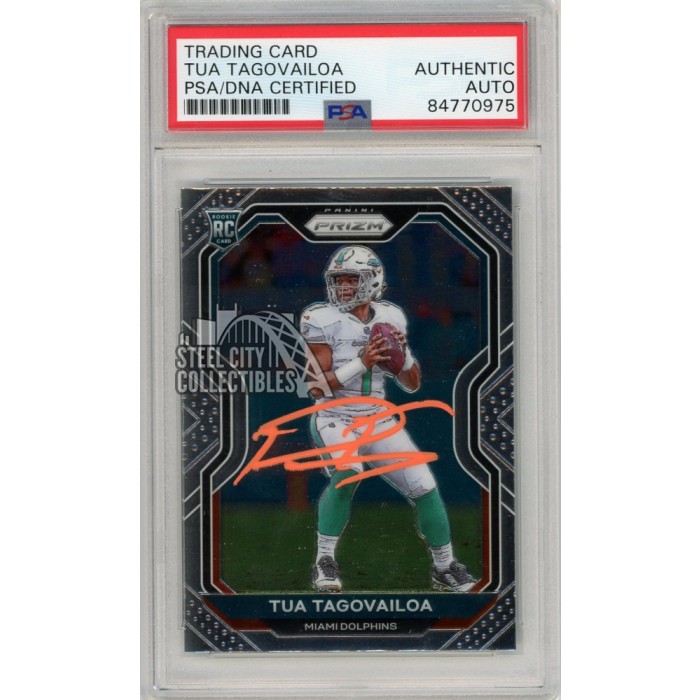 Tua Tagovailoa 2020 Panini Prizm Autograph RC Card #339 PSA/DNA (Orange ...