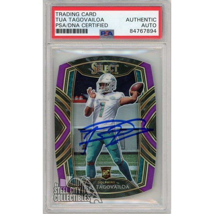 Tua Tagovailoa 2020 Panini Select Purple Club Level Die Cut Autograph ...