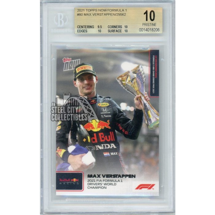 Max Verstappen 2021 Topps Now Formula 1 F1 Racing Card #80 BGS 10 ...