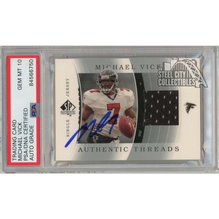 Michael Vick 2003 Upper Deck SP Authentic Autograph Jersey Card #JC-MV ...